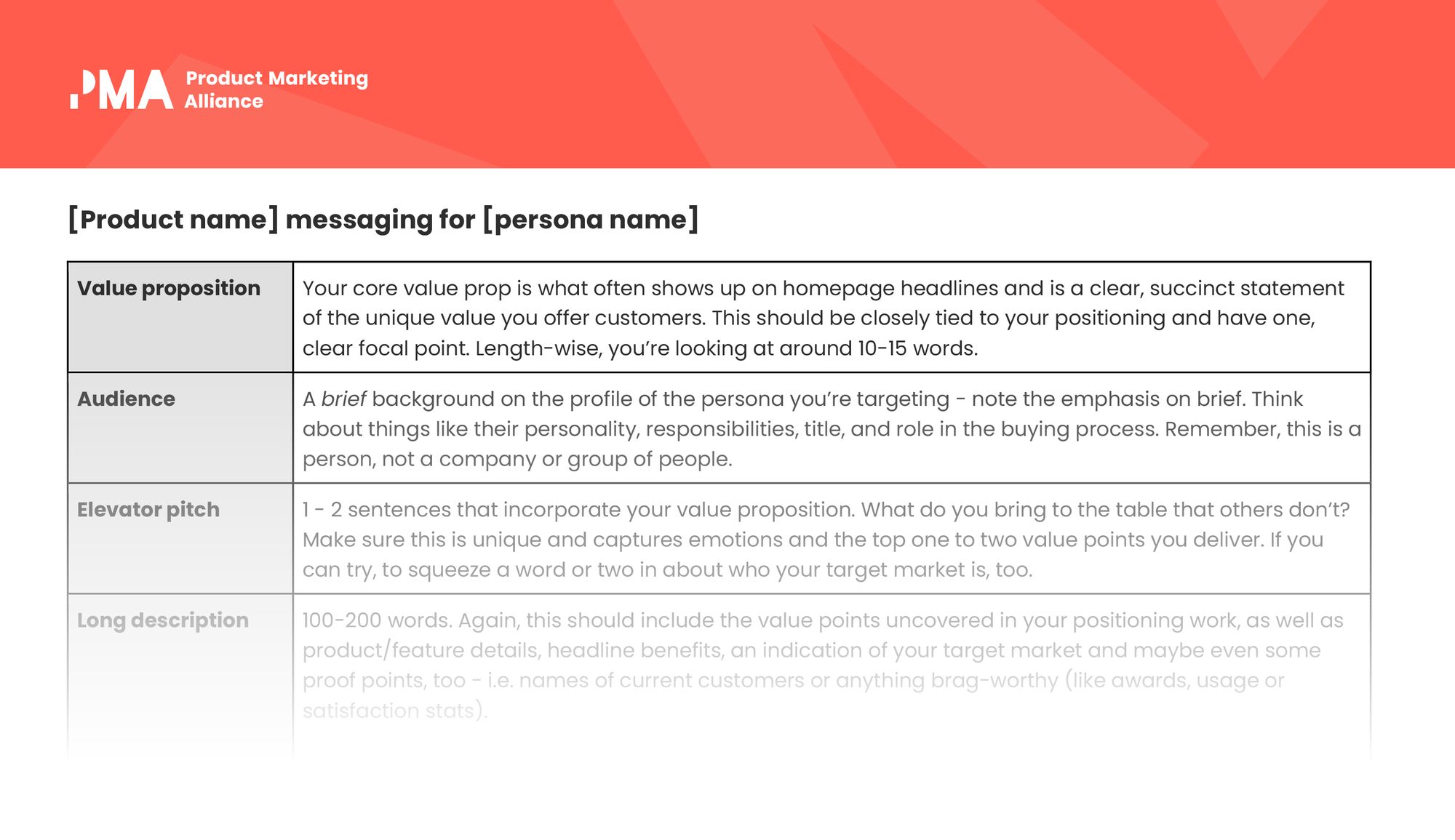 Product Messaging Framework Template Product Messaging Framework Template