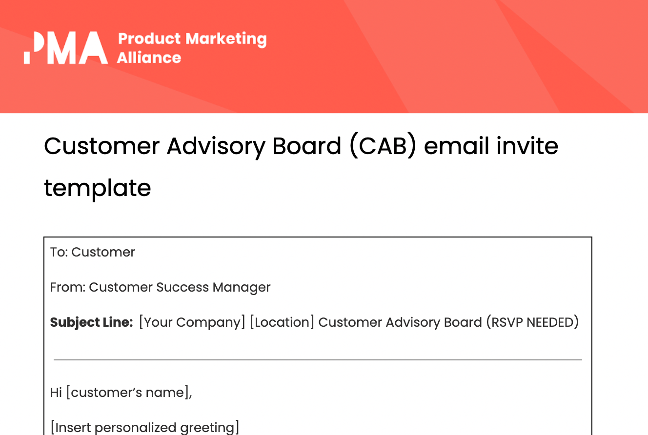 Customer Advisory Board email invitation template
