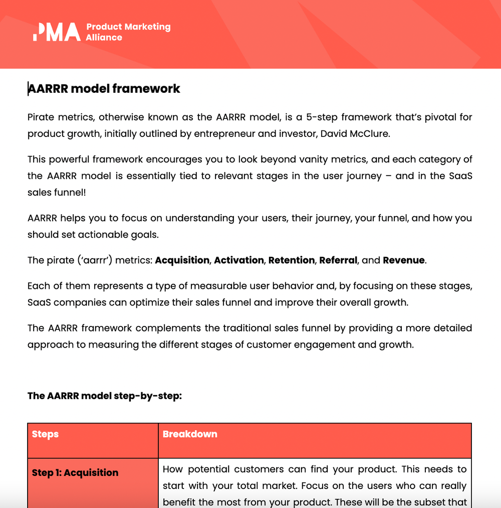 AARRR template (Pirate Metrics Framework) | Download