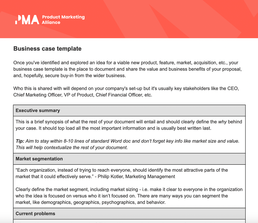 Business case template | Download