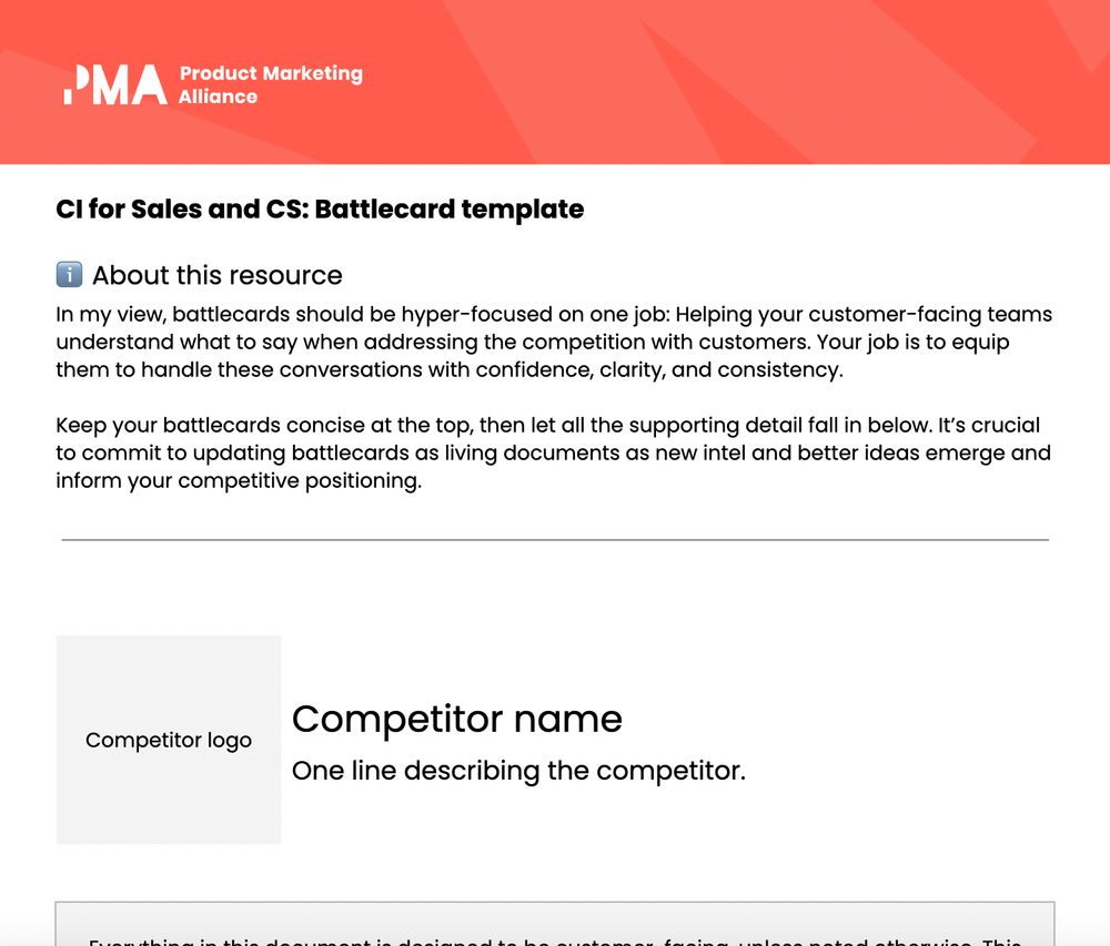 Competitive battlecard template | Download