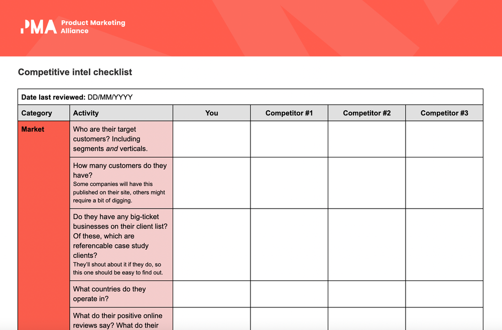 Competitor comparison chart (template) - prodSens.live