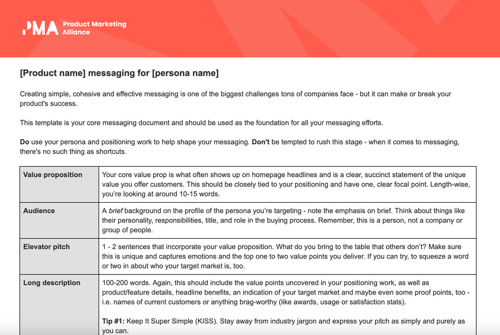 Product messaging framework | Free PDF download