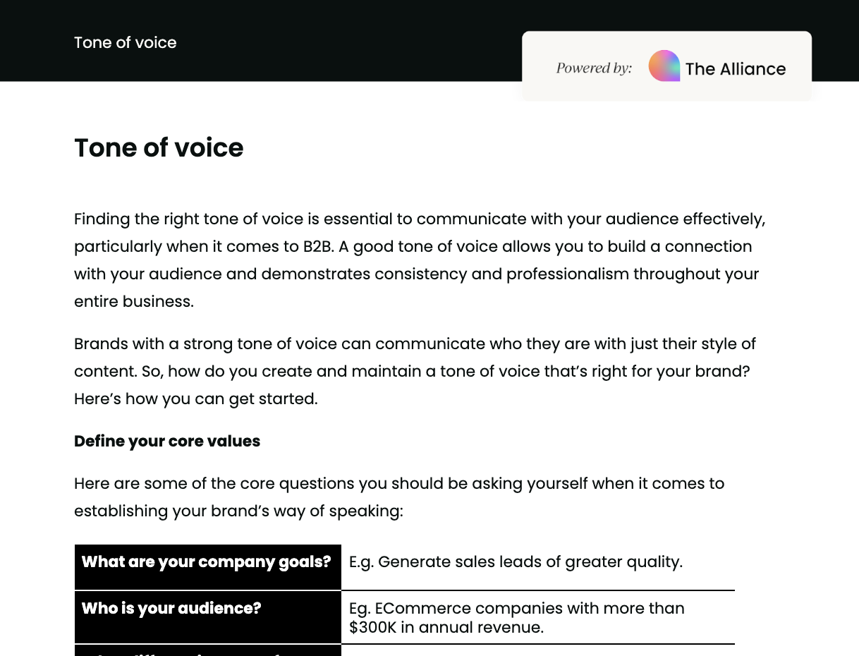 Tone of voice template | PDF download