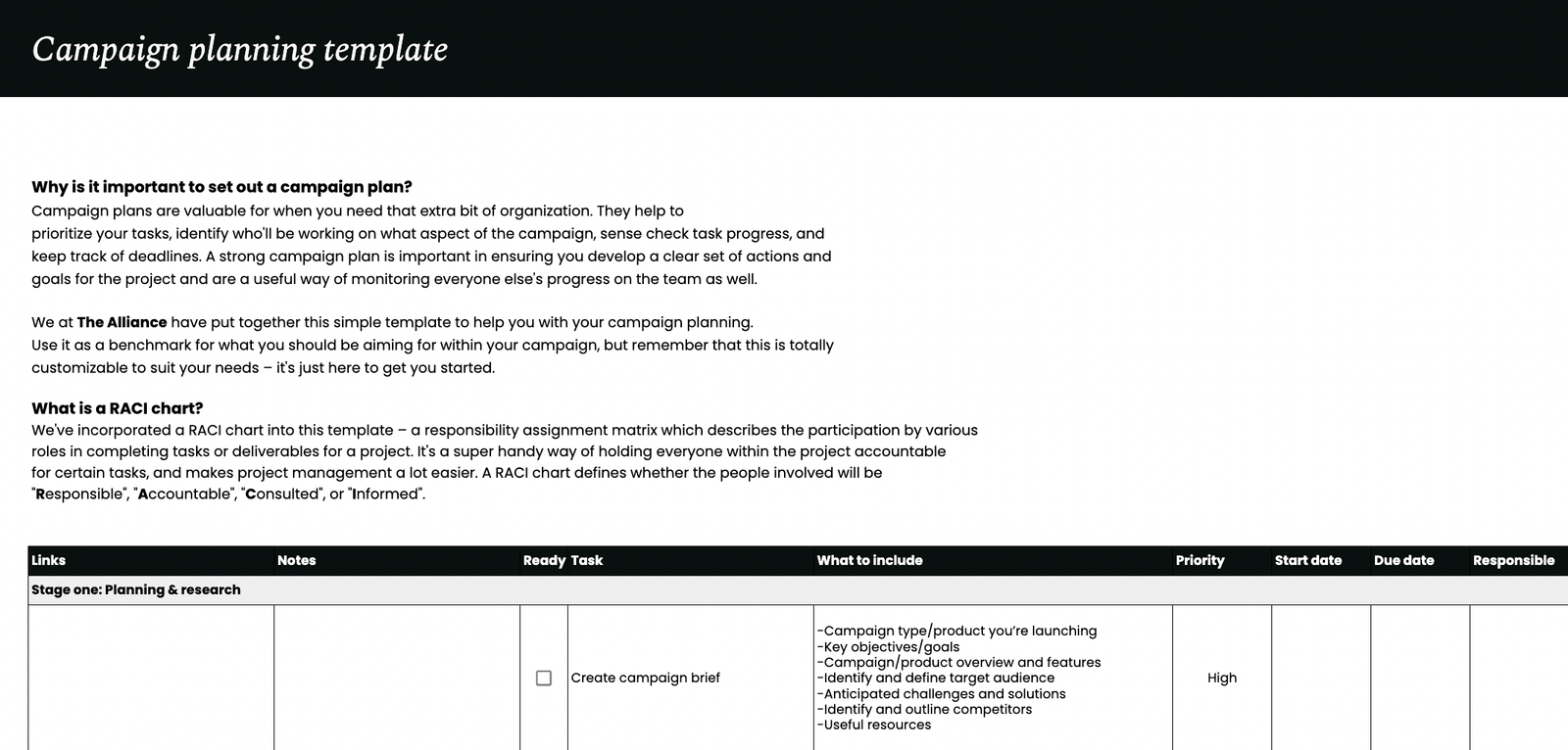 Marketing campaign planning template | Free download