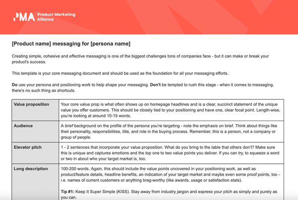 Product messaging framework | Free PDF download